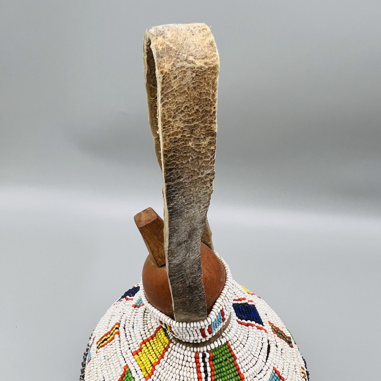 African Art Old Tribal Calabash Beaded Gourd Vessel Rattle Bottle ...