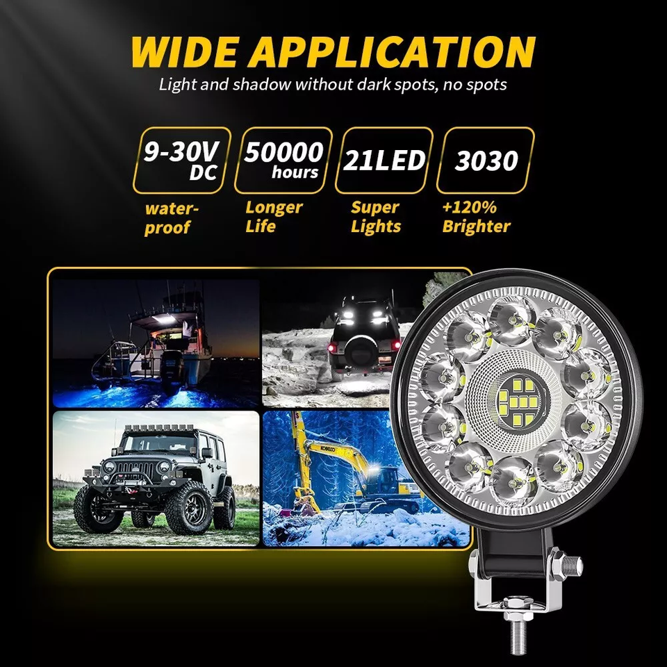 Pair 3.3'' LED Work Light Cab Driving Lamp Flood Fit Case IH New ...