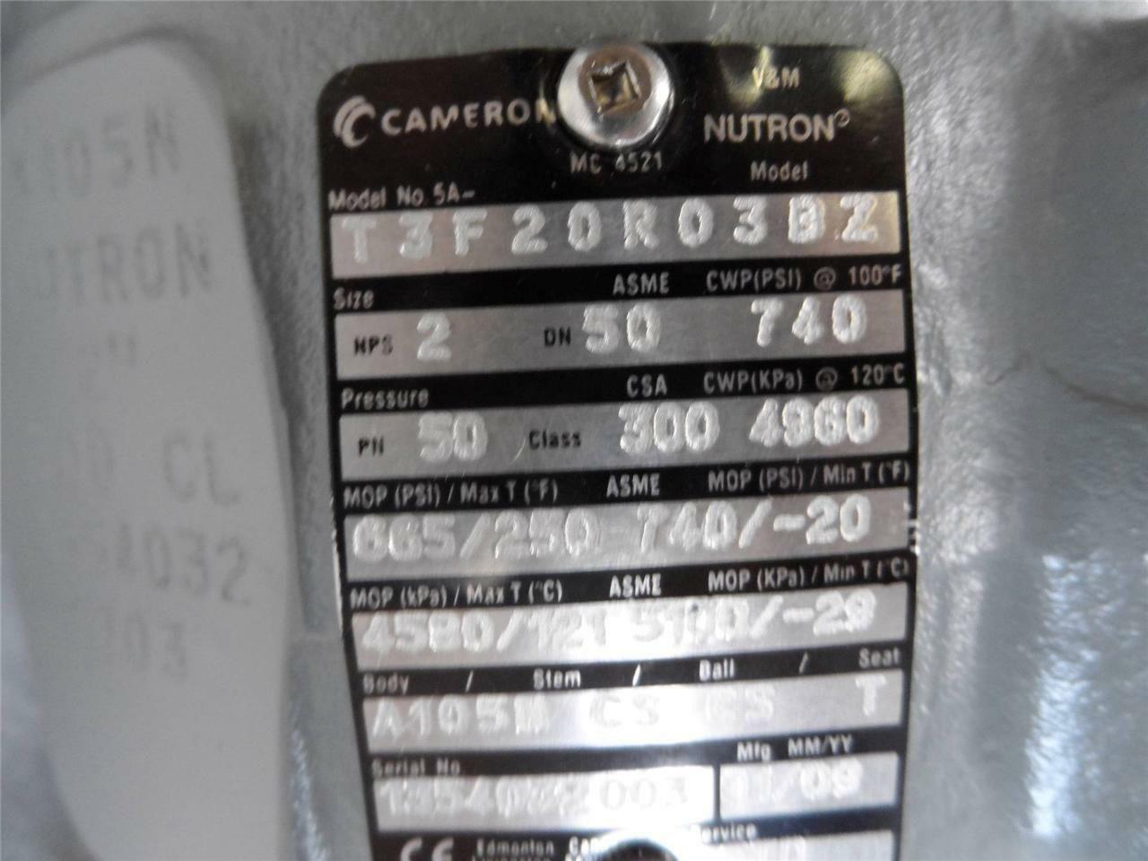 Cameron Nutron T3 Valve 2" Floating Ball Valve 5A-T3F20R03BZ New | eBay