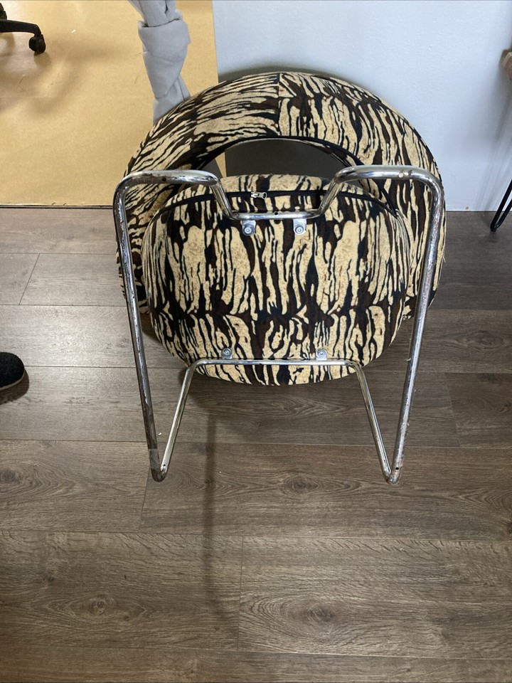 MCM Bucket Chair Camouflage Zebra Antelope Print Metal Legs | eBay
