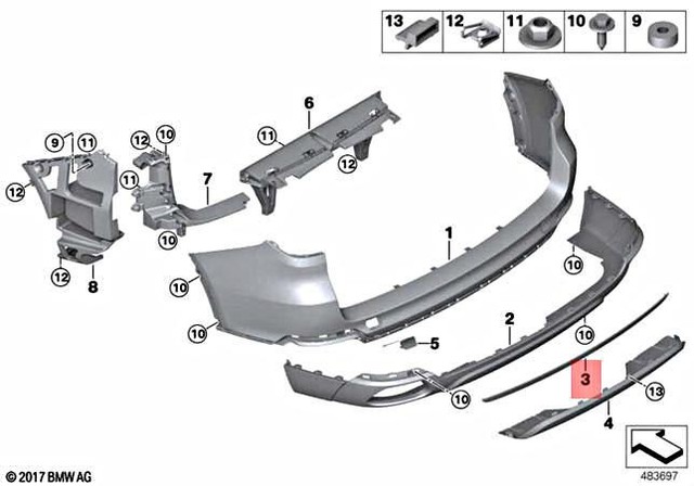 BMW OEM 14-18 X5 Rear Bumper-trim Molding 51127365333 for sale online ...