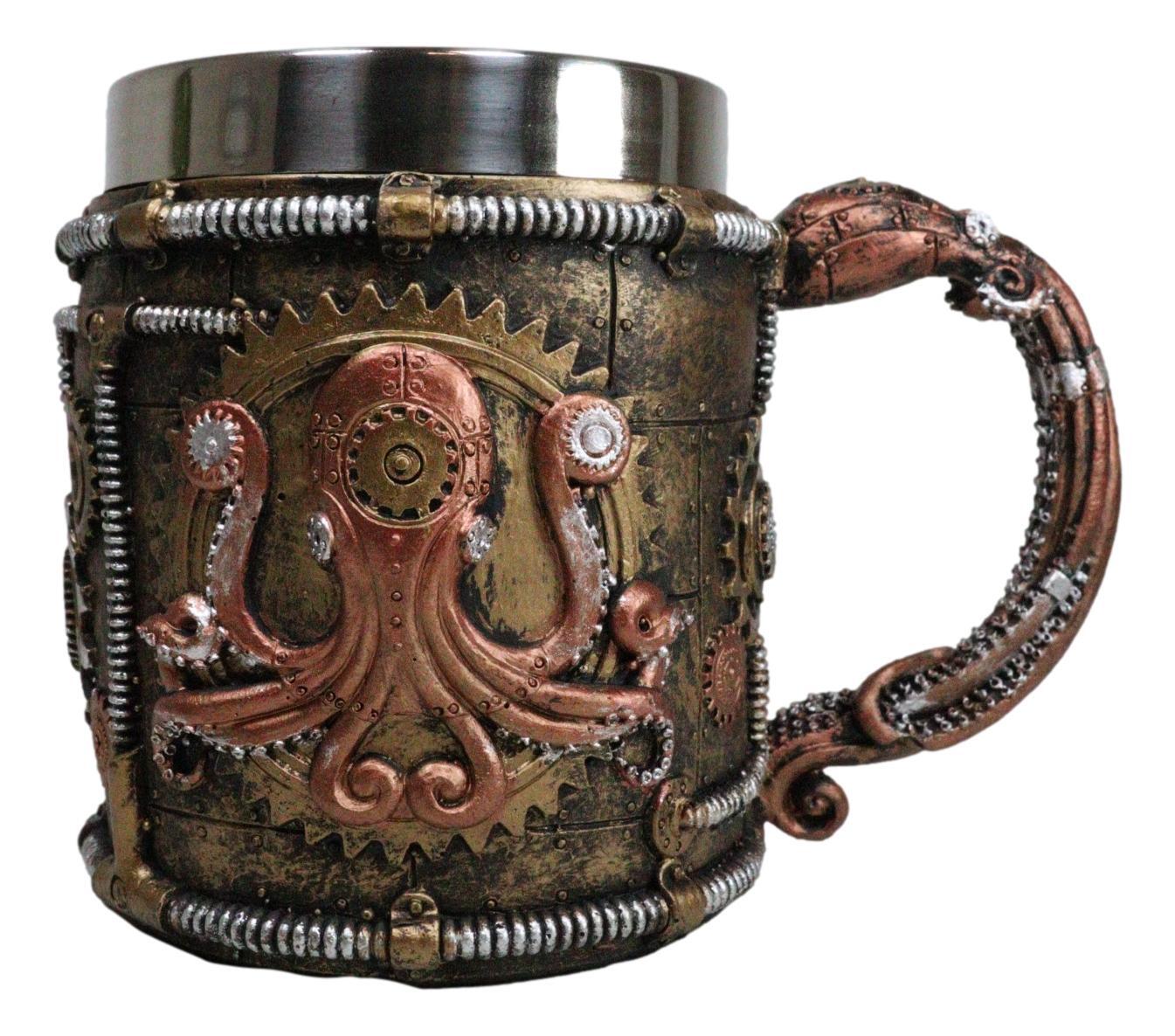 Ebros Steampunk Kraken Octopus Cyborg Drinking Mug Cup 6"W 14 Ounce ...