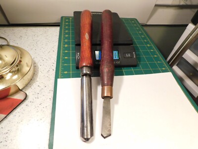 2-Vtg. 12 1/2" Long Wood Lathe Chisels Craftsman 7/8" Gouge & 5/8" Flat ...