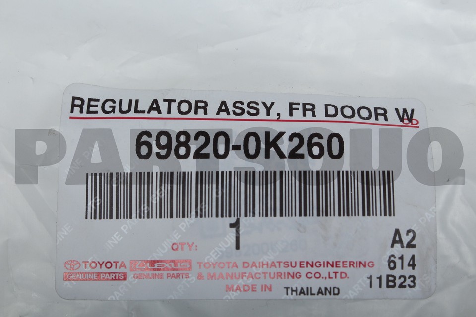698200K260 Genuine Toyota REGULATOR ASSY FR D 69820-0K260 | eBay