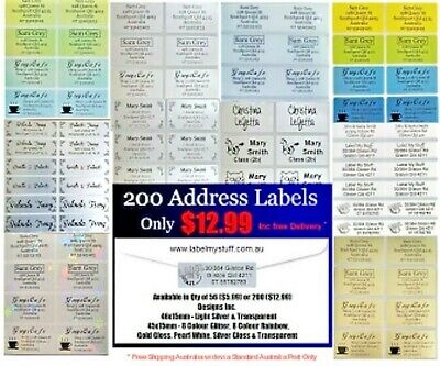 Personalised Name / Address Label Stickers - 7 Designs XL (45*25mm) & L ...