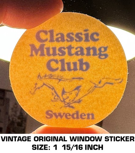 CLASSIC MUSTANG CLUB OF SWEDEN - VINTAGE ORIGINAL WINDOW DECAL STICKER ...
