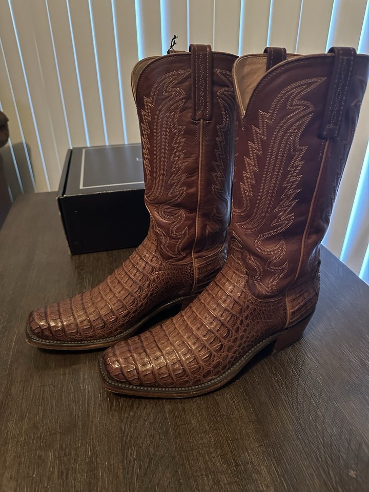 Lucchese Men’s Cowboy Boots Walter Tan Caiman Crocodile Size 9D | eBay