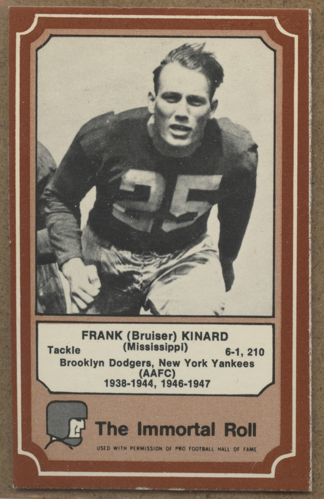 1975 Fleer The Immortal Roll #75 Frank Bruiser Kinard Hall-of-Fame | eBay