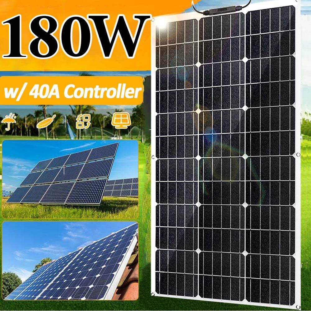 180W Watt 18V Monocrystalline Solar Panel with Controller RV Home Off ...