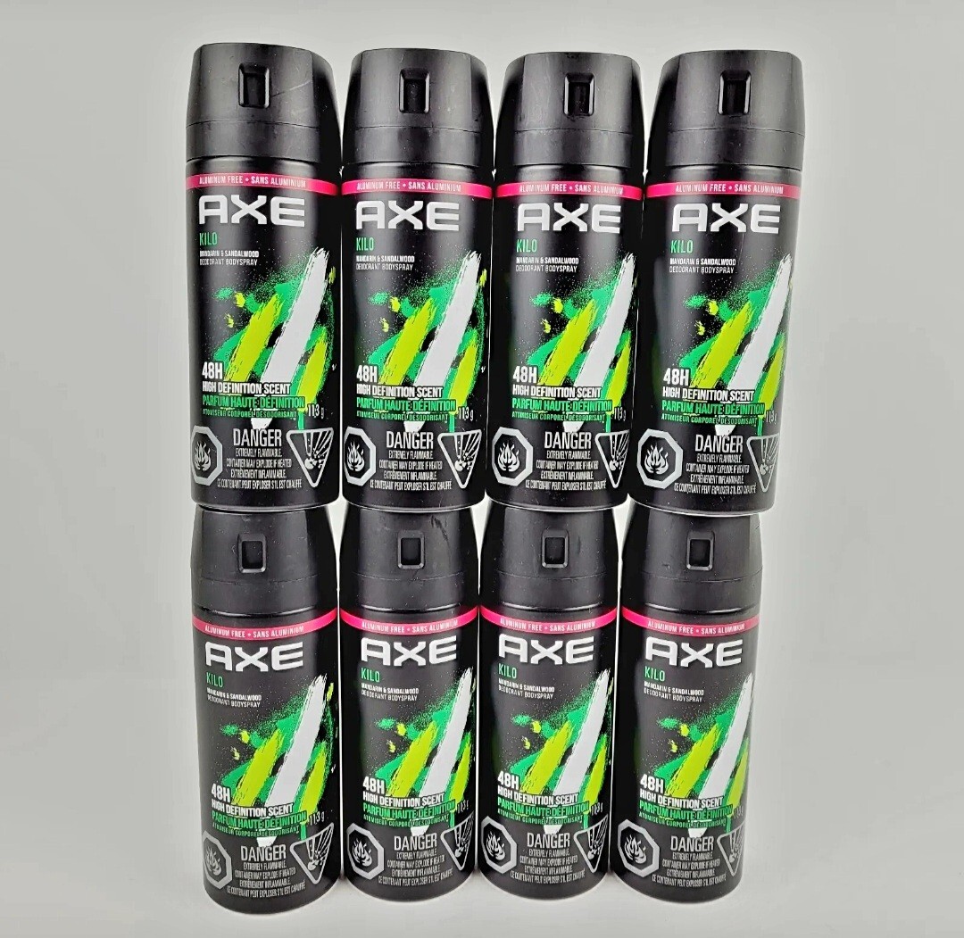 8 x Axe Kilo 4oz Body Spray Mandarin Sandalwood Deodorant Body Spray NO ...