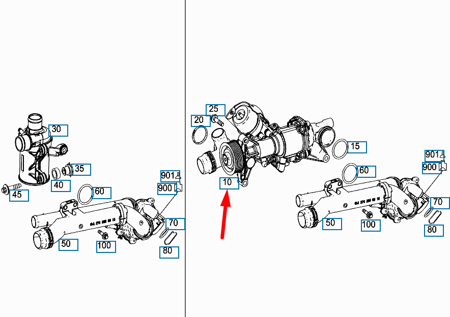 MERCEDES-BENZ E-KLASSE W213 Wasserpumpe A2742000900 Neu Original | eBay