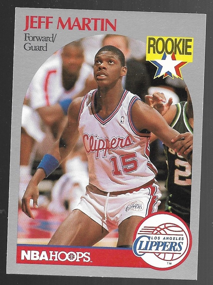 1990 1991 NBA Hoops Jeff Martin 148 Rookie LA Clippers Basketball Card ...