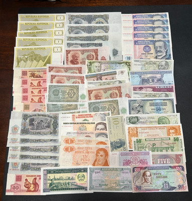 Lot of 55 Vintage World Banknotes Old Paper Money Foreign Currency #2 ...