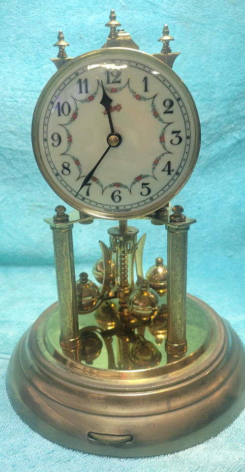 Vintage Schatz 400 Day Anniversary Brass Clock w/Glass Dome Made In ...