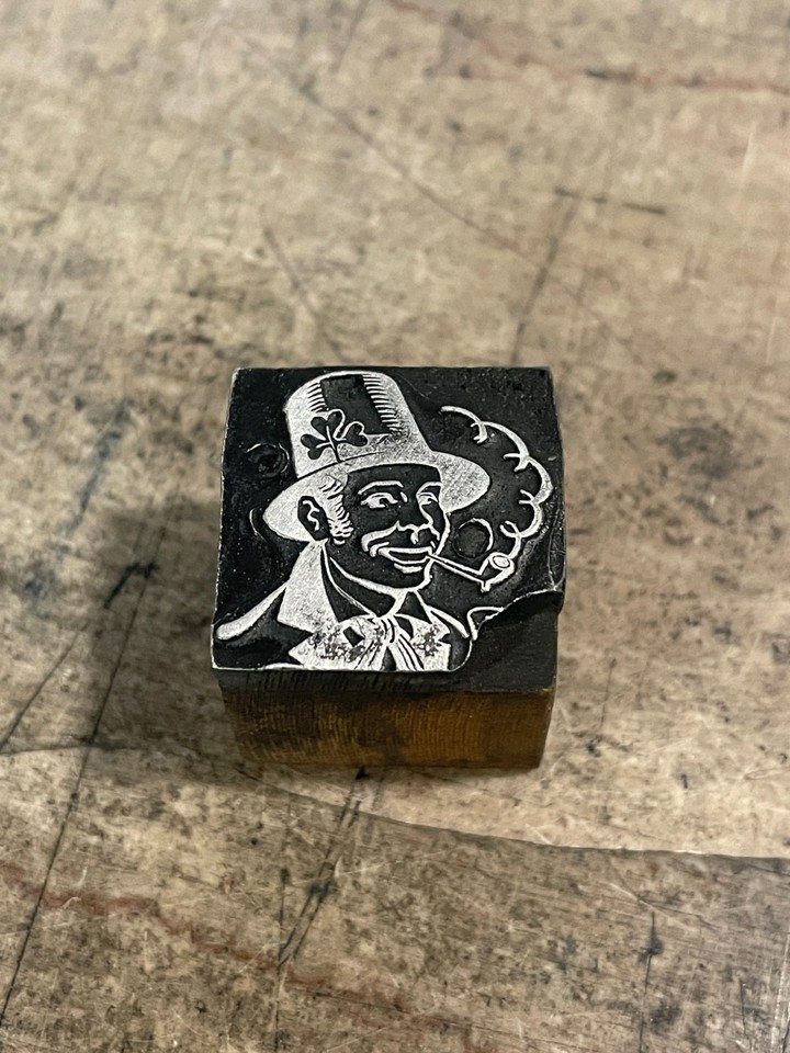 Printing Letterpress Printers Block St. Patrick's Day Irish Clover Pipe ...