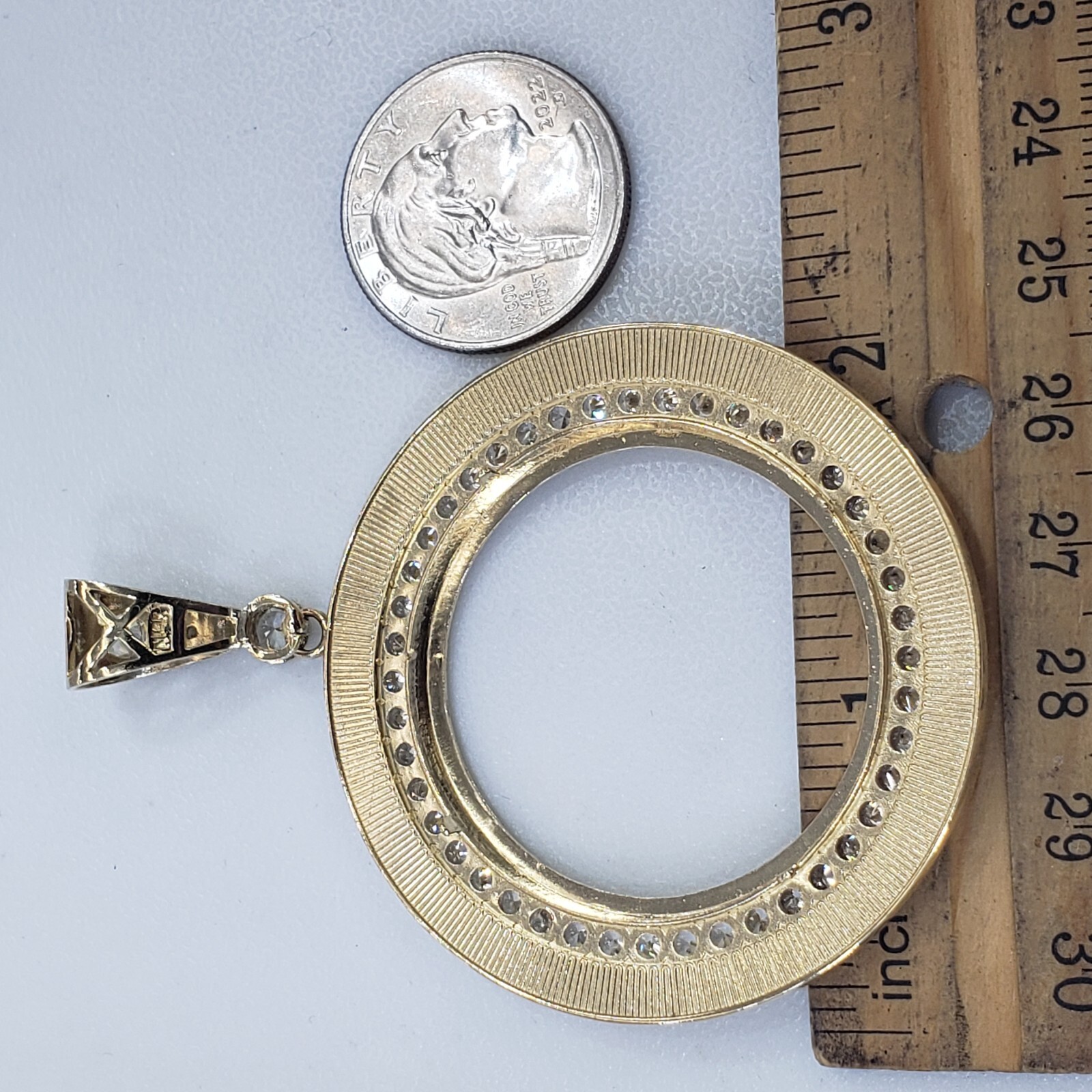 14k solid gold 50 pesos centenario Coin Bezel Frame pendant greek Key ...