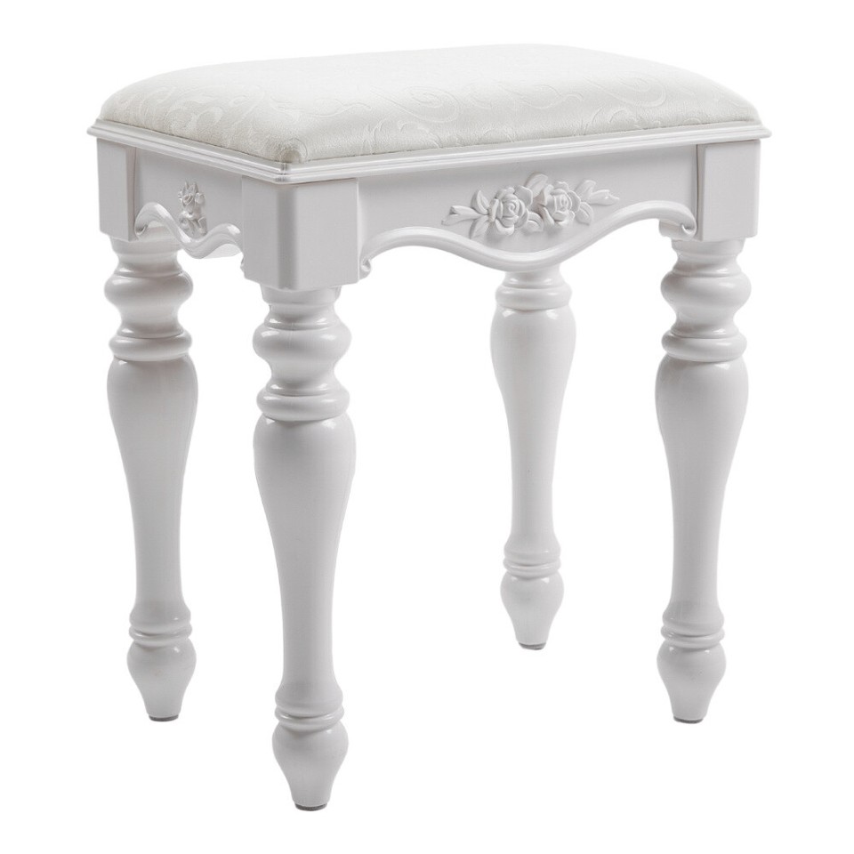 French Retro Carving Flowers Legs Dressing Table Chair Vanity Stool ...