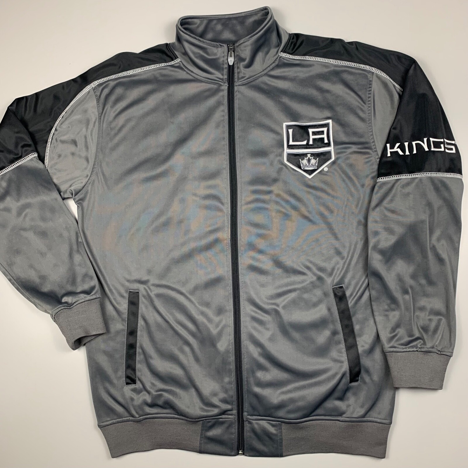 NHL Los Angeles Kings Jacket Mens Large Track Lightweight Grey Hockey ...