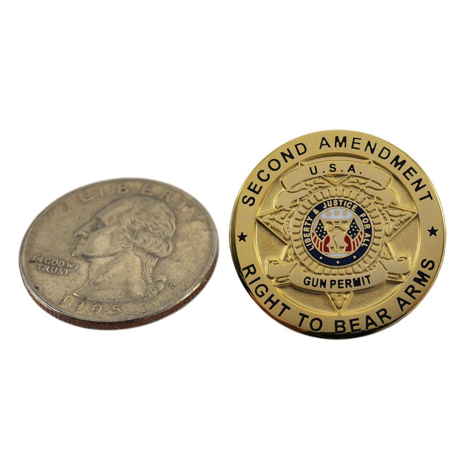 2ND Second Amendment Right to Bear Arms Gold Gun Permit Lapel Pin ...