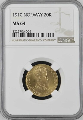 NORWAY , GOLD 20 KRONER 1910 - ONE YEAR TYPE - NGC MS 64 , RARE1 | eBay