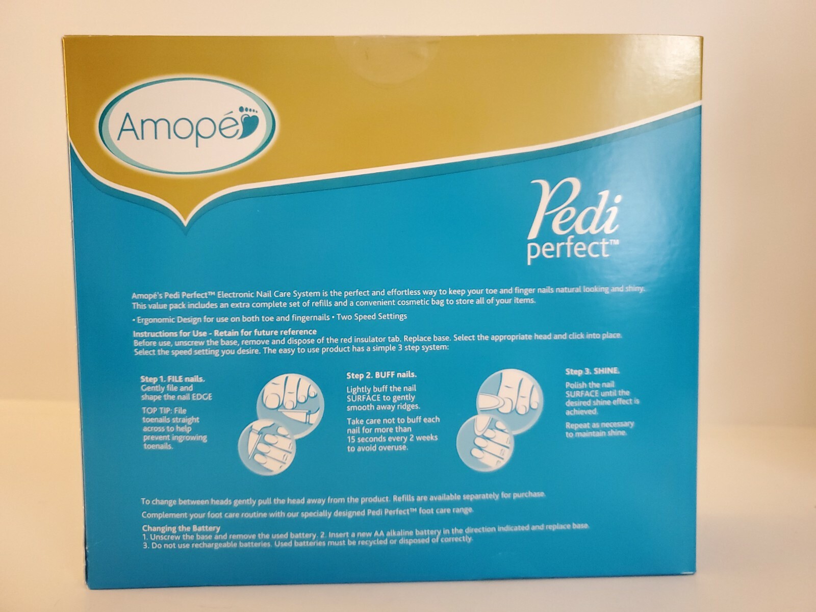 NEW Amope Pedi Perfect Electronic Nail Care System w/6 Refills & Bag ...