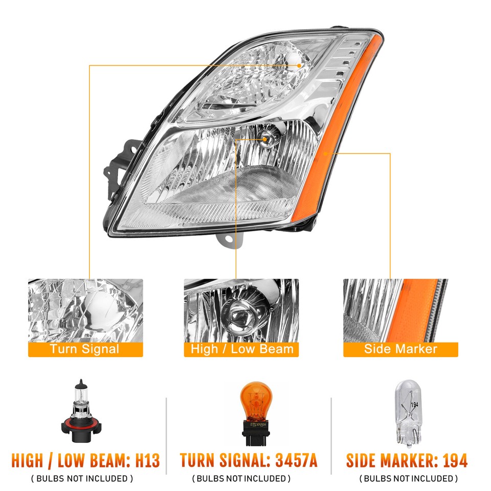 2010-2012 Nissan Sentra S/SL Chrome Headlights Assembly Pair For 2010 ...