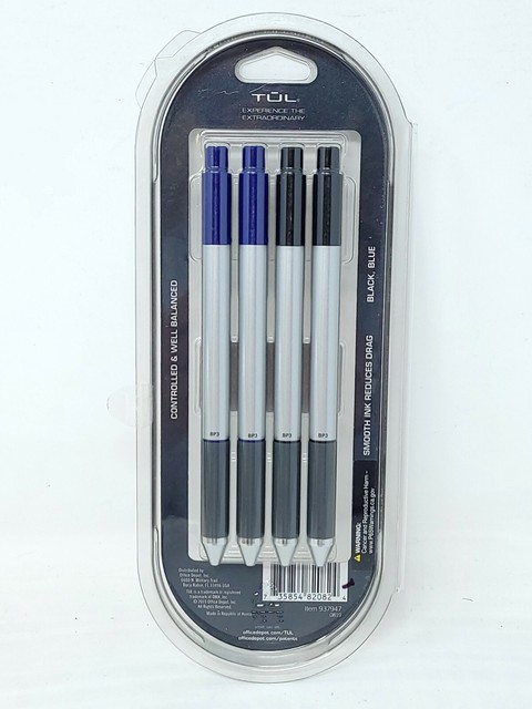 TUL Bp3 Ballpoint Retractable Medium Point 1.0 Mm Silver Barrel Blue ...