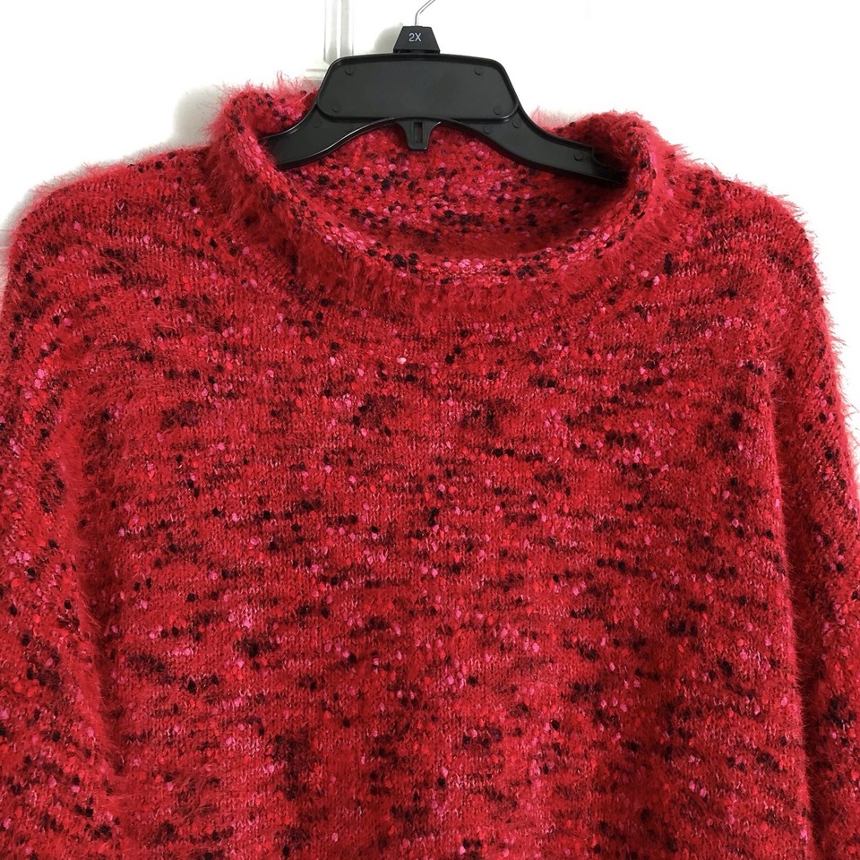 Ruby Rd Sweater Women's Size XL Red Knit 3/4 Sleeve Round Neck Cowl ...