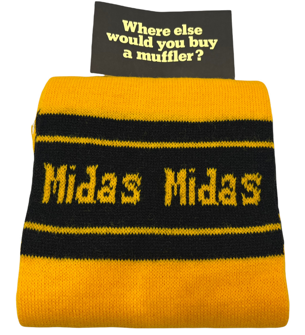 Midas Muffler Yellow & Black Neck Scarf Vintage Adver… - Gem