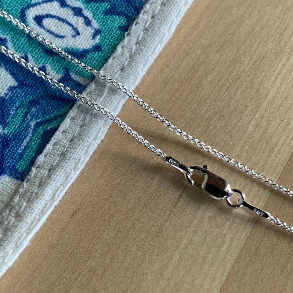 Real Solid 925 Sterling Silver Wheat Spiga Rope Chain Necklace Made in ...