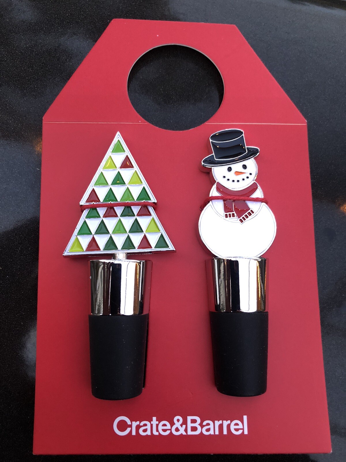 Set of 2 Crate & Barrel Enameled Zinc And RubbBottle Stoppers Wine ...