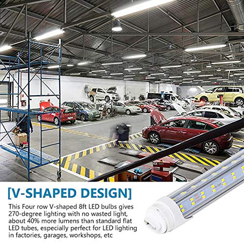 10 PCS-T8 T10 T12 LED Tube Light, 8 foot , 100W Rotate V Shaped, R17D ...