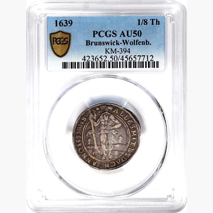 1639 German States, Brunswick Wolfenbuttel 1/8 Thaler PCGS AU 50 ...