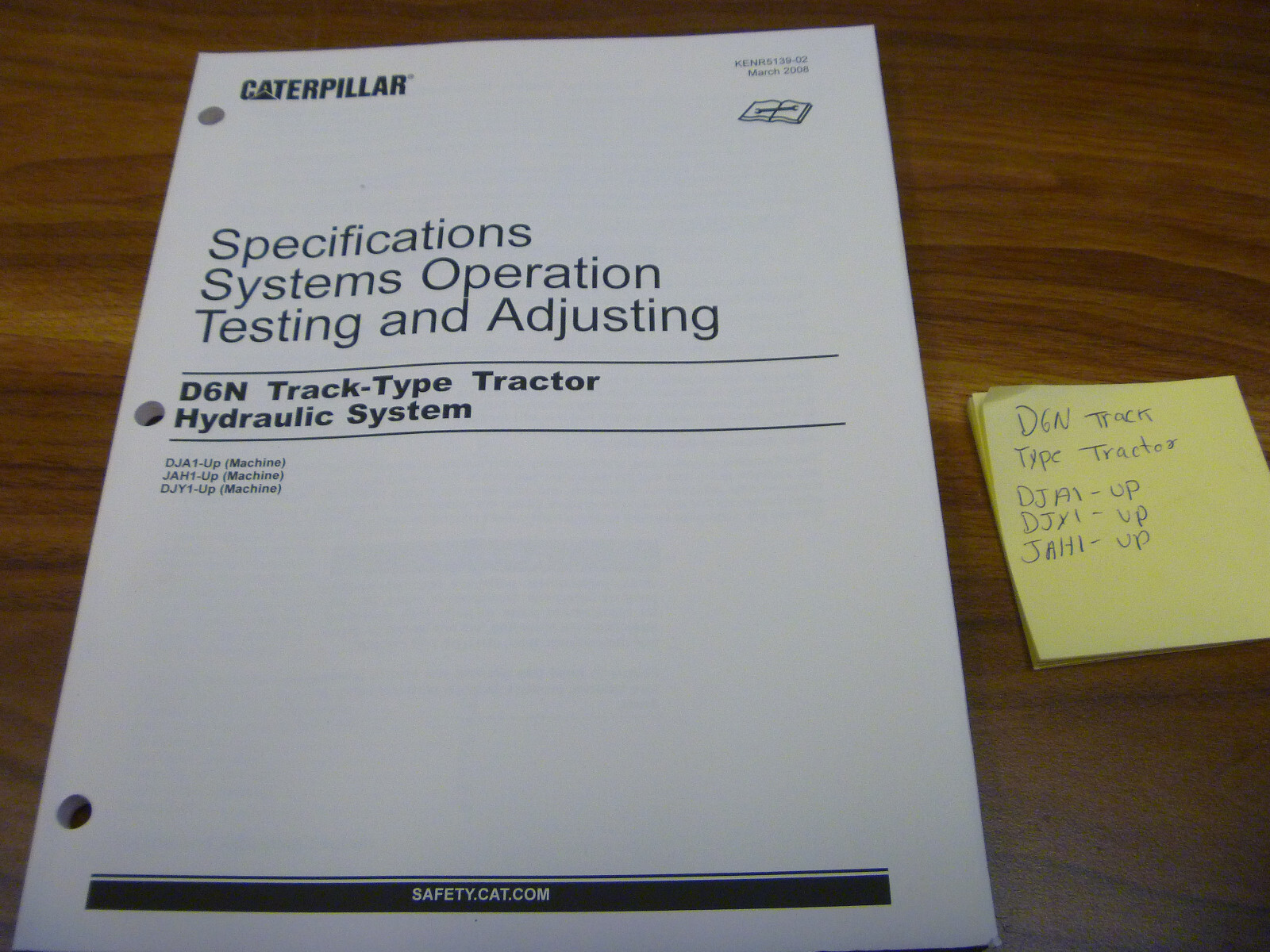 CAT Caterpillar D6N Tractor Crawler Hyd Spec Op Test Service Repair ...