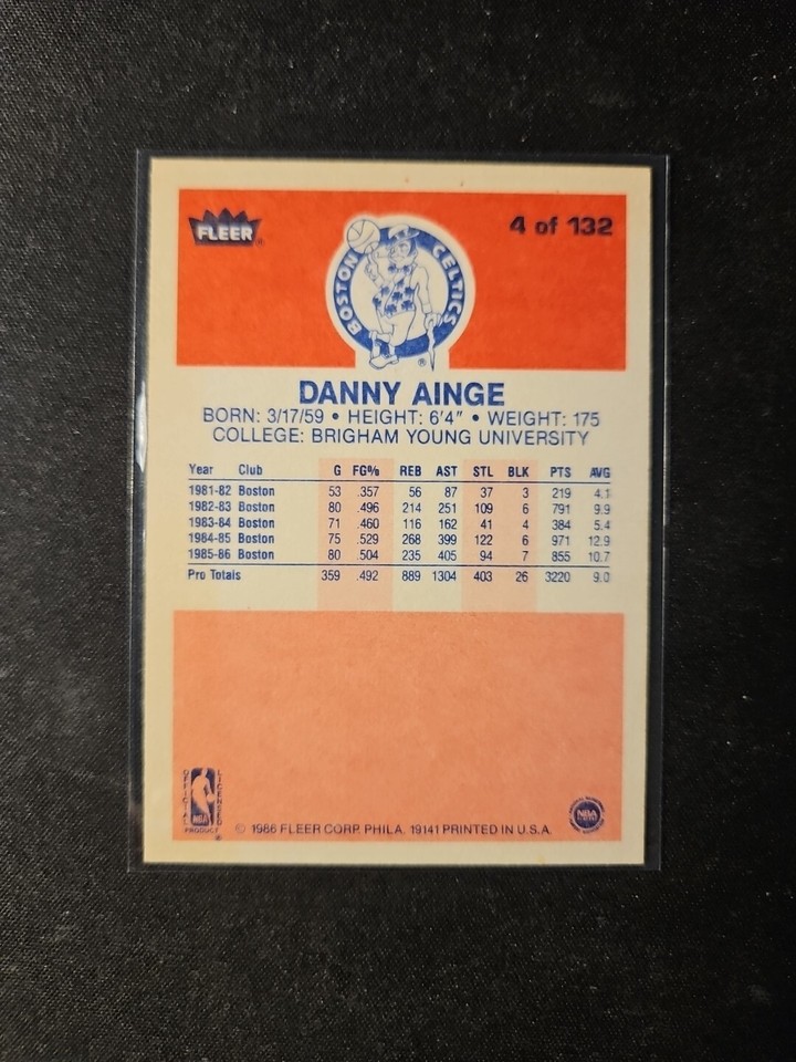 1986-87 Fleer Danny Ainge Boston Celtics Rookie Card #4 RC | eBay
