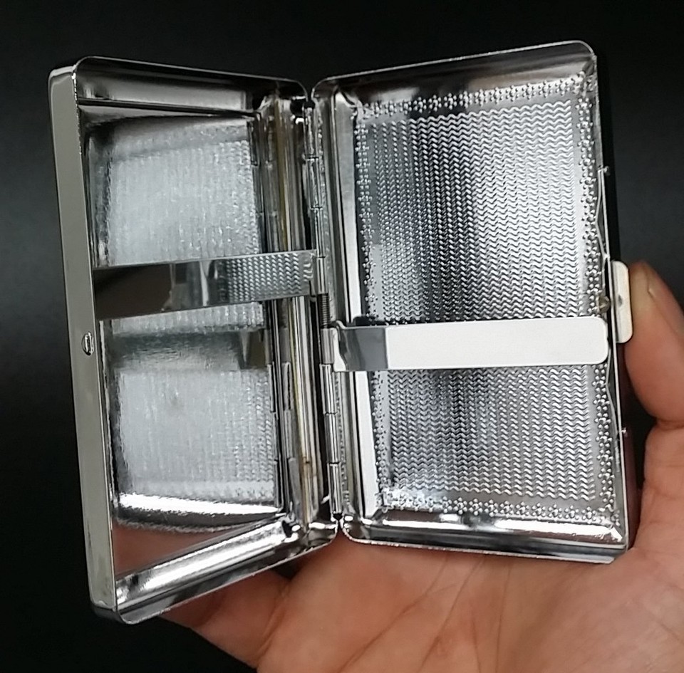 Vintage Cat Em1 Silver Metal Cigarette Case RFID Protection Wallet | eBay