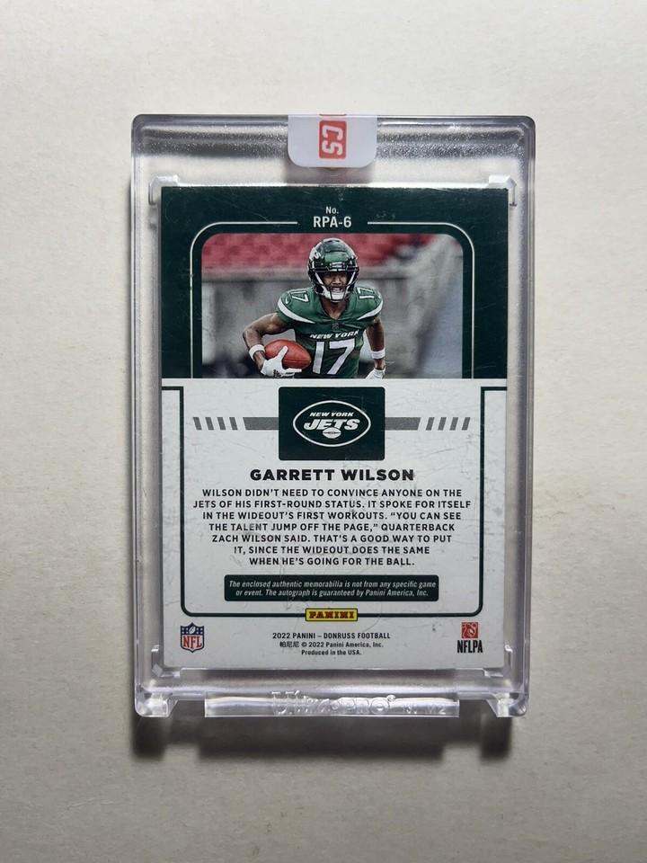 2022 Panini Donruss Garrett Wilson 1/1 Rookie Phenom NFL Laundry Tag ...