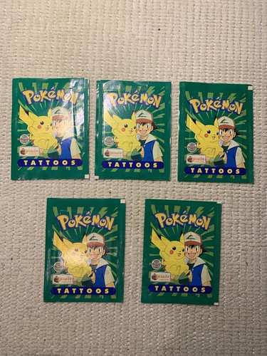 Lot of 5 — Pokemon Topps Merlin 1999 Tattoos Booster Pack Sealed ...