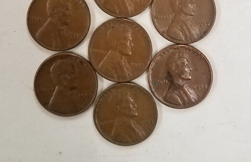 A13255PAF4 LOT OF 4 MACHINE DOUBLED 1955/5 LINCOLN WHEAT PENNY CENT ...