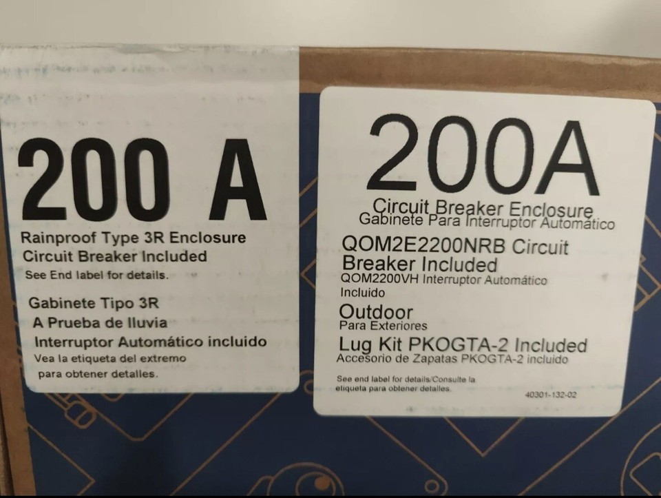 Square D 200 amp 2-pole fusible enclosed circuit breaker disconnect ...