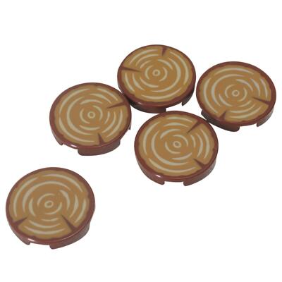 5 LEGO Tile, Round 2 x 2 with Bottom Stud Holder with Tree Stump Brun ...