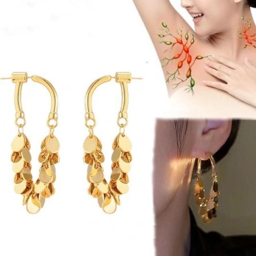 Gold Color Lymphatic Activity Hoop Earrings Wedding Party | eBay