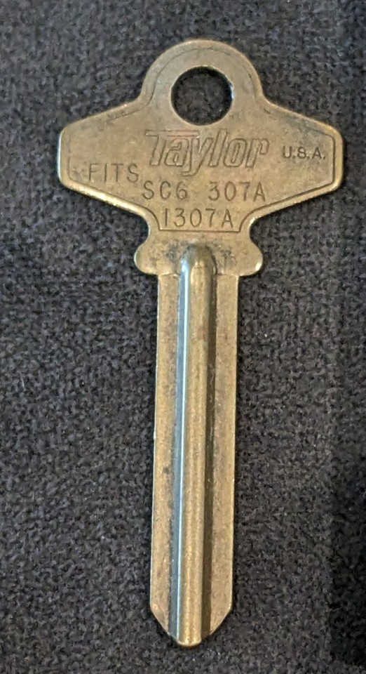 Vintage Key Taylor Lock Co 307A SC6 Appx 2.25” Blank Philadelphia PA ...