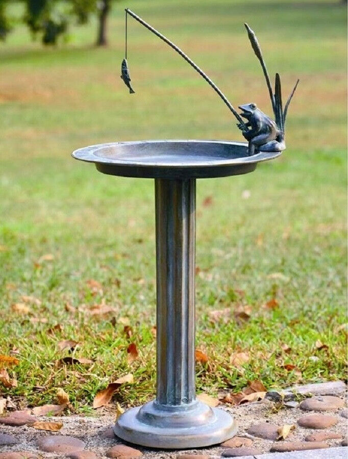 Fishing Frog Birdbath Sundial Garden Bird Bath Sculpture ~ SPI Home ...