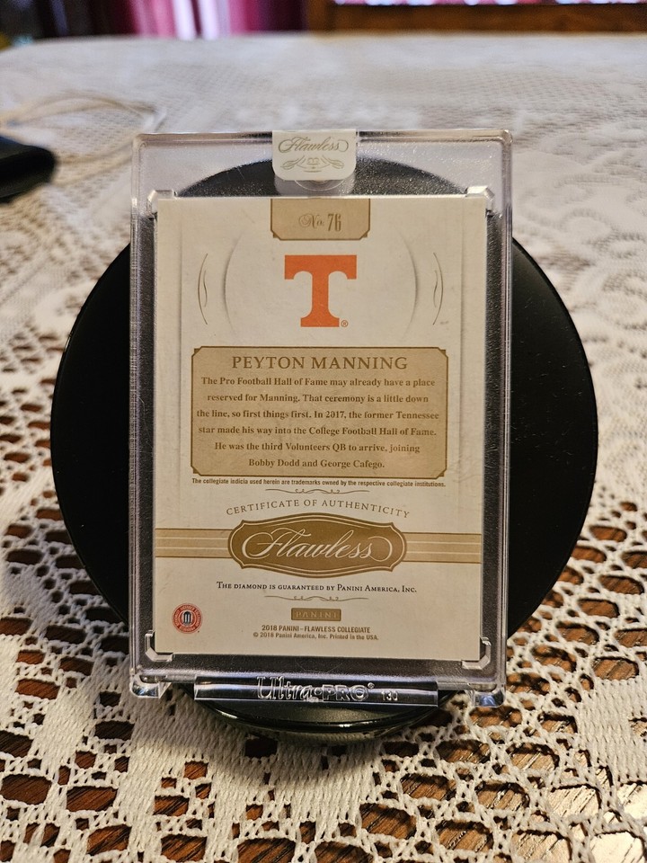 Peyton Manning 2018 Flawless DIAMOND /20 Tennessee Volunteers VOLS ...