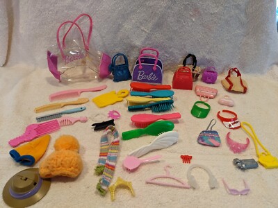 Barbie Doll Accessories Hat, combs, Jewelry, Purses, Luggage Mixed Lot ...