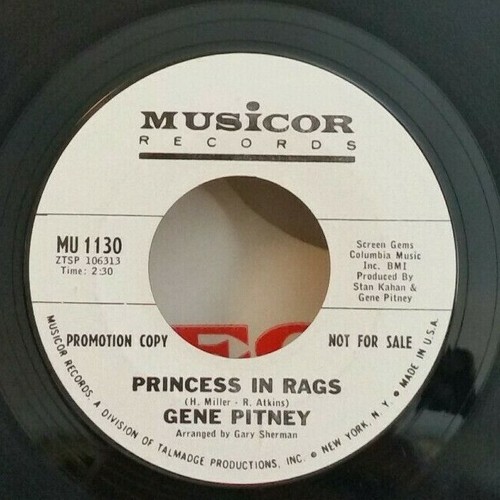 Gene Pitney PRINCESS IN RAGS (ROCK N ROLL PROMO 45) #1130 PLAYS VG+ TO ...