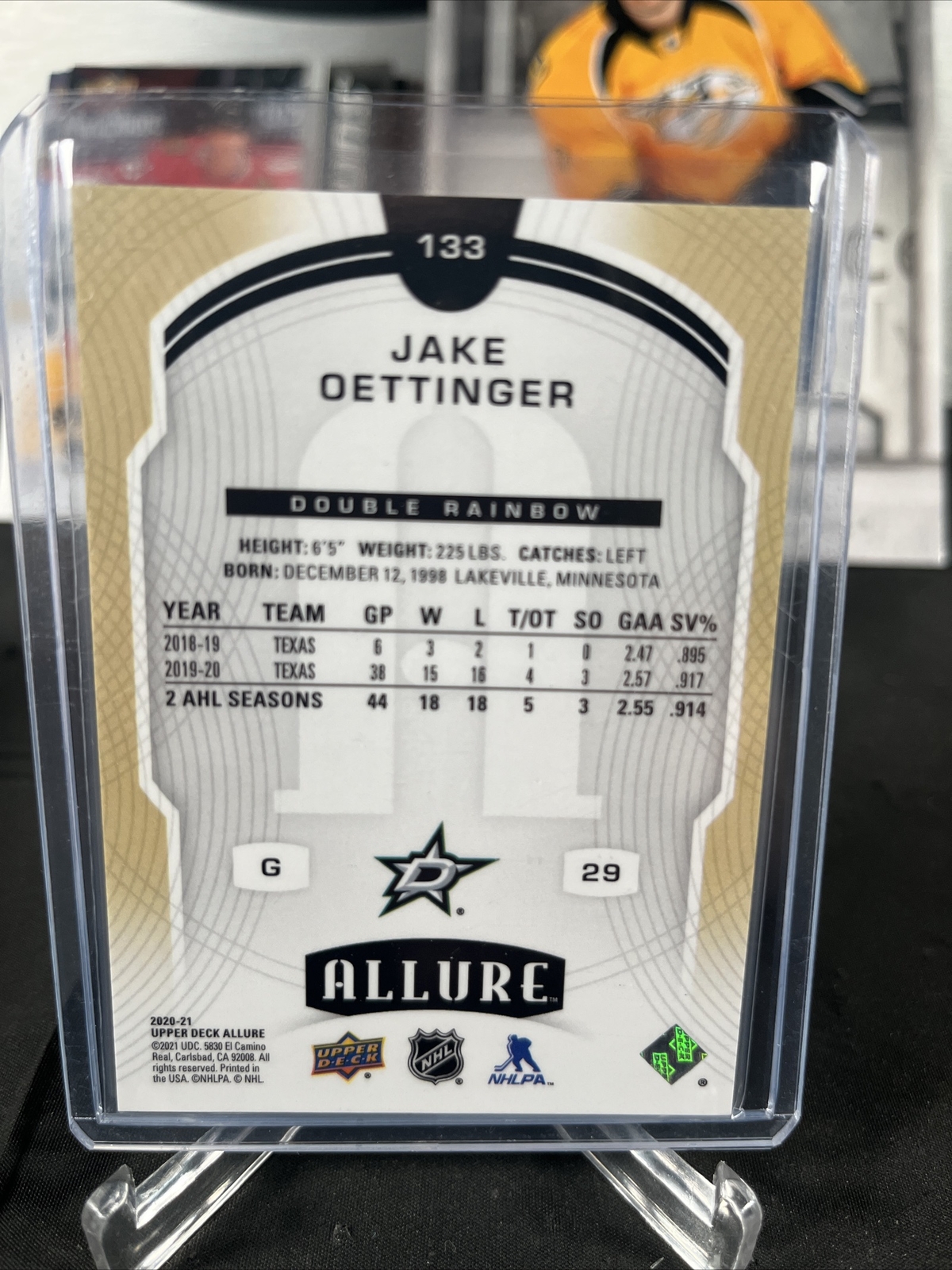 2020-21 Upper Deck Allure SP Double Rainbow Jake Oettinger #133 Rookie ...