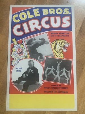Vintage Circus Poster Cole Bros “Major Mite” Sideshow Poster Original ...