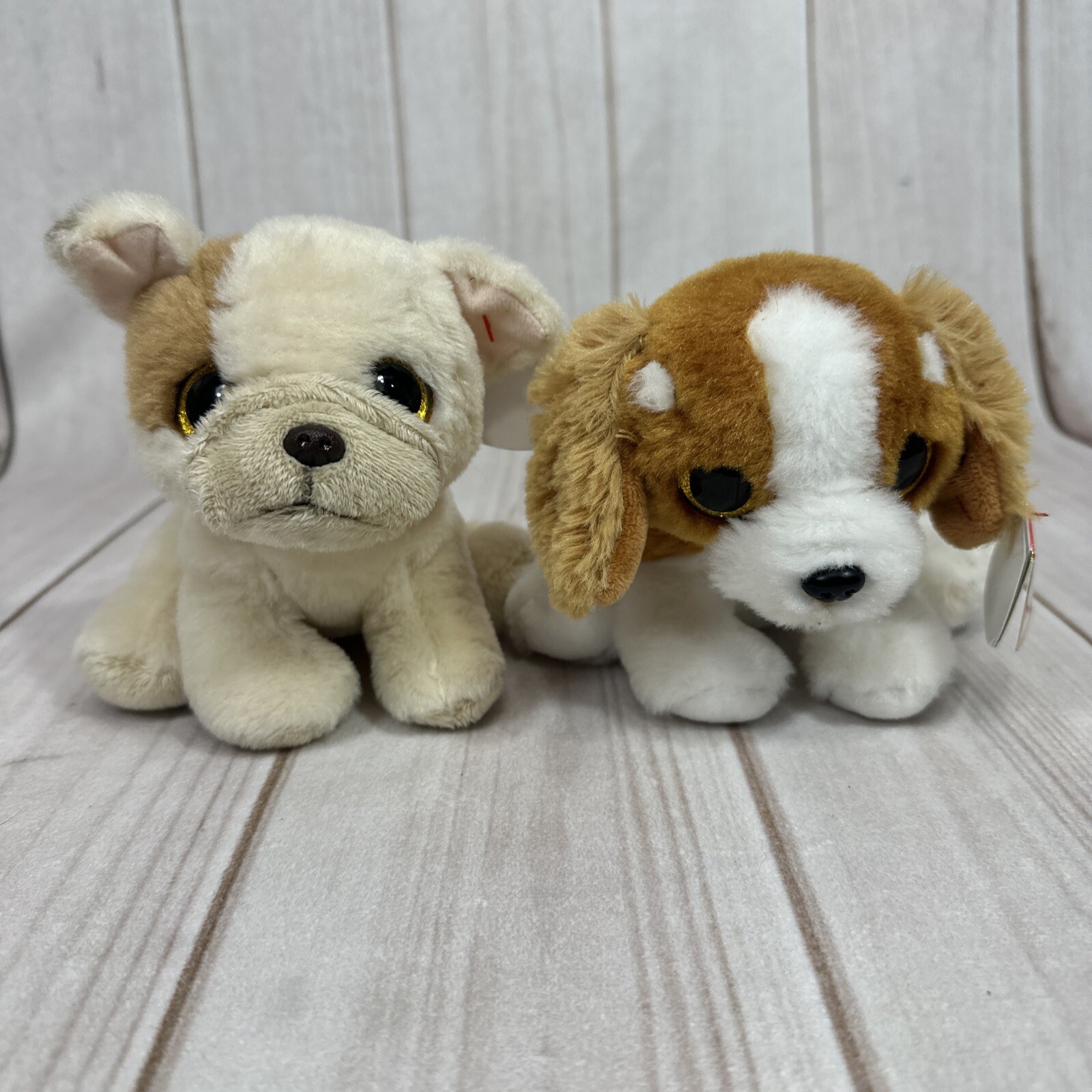 Ty Beanie Boos 6" Lot Houghie & Barker the Brown Puppy Dog with Glitter ...